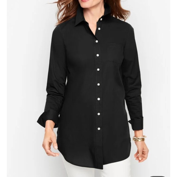 Talbots | Tops | Talbots Black Boyfriend Button Down Shirt Large | Poshmark